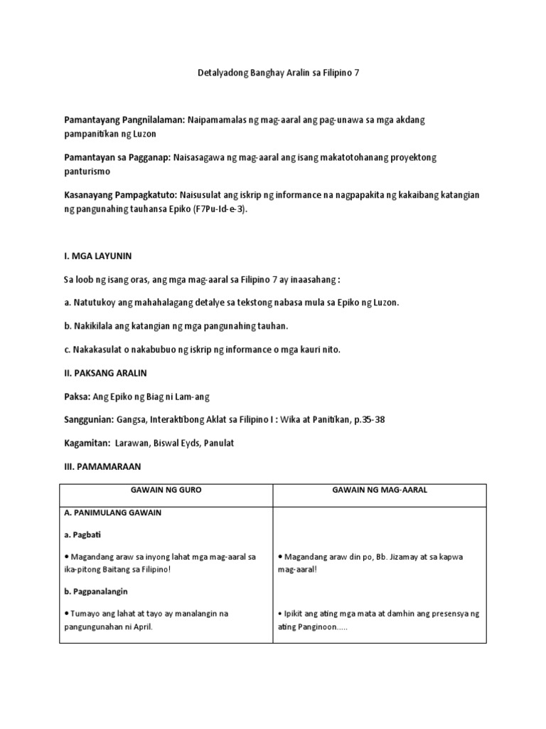 Detalyadong Banghay-Aralin | PDF