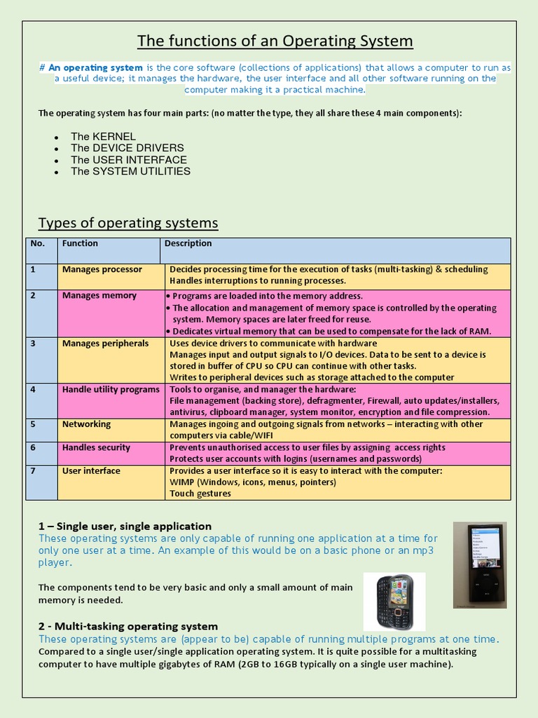 The Functions of An Operating System | PDF | Operating System | Process (Computing)