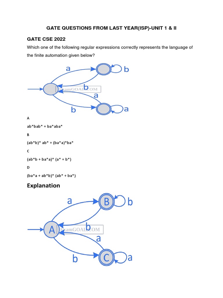 Gate Objective Question Unit 1& 2 | PDF | Automata Theory | Computer Science