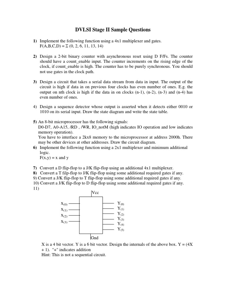 DVLSI Stage II Sample Questions | PDF