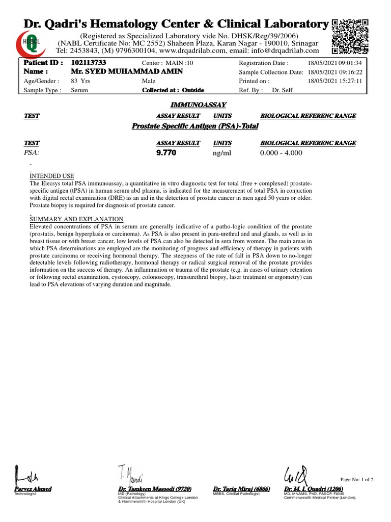 Patient Report Direct View | Download Free PDF | Prostate Specific ...
