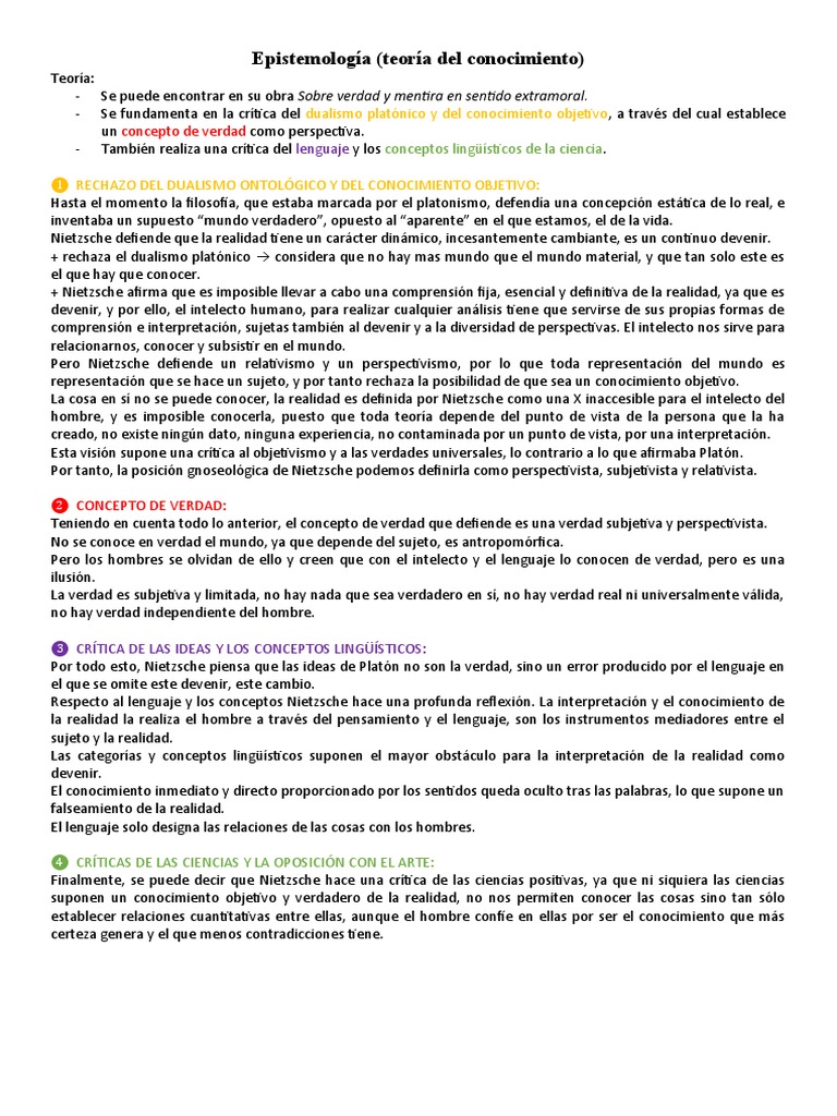 Epistemología NIETZSCHE | Download grátis PDF | Verdad | Conocimiento