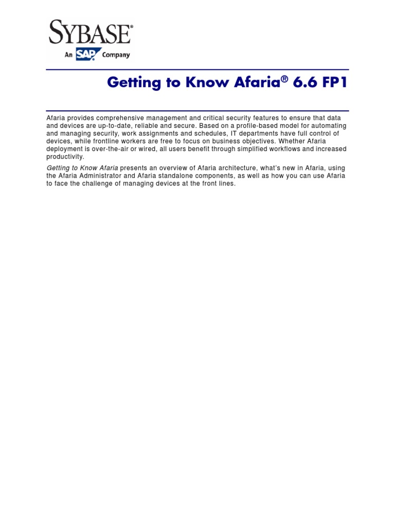 Getting To Know Afaria | PDF | Ios | Server (Computing)