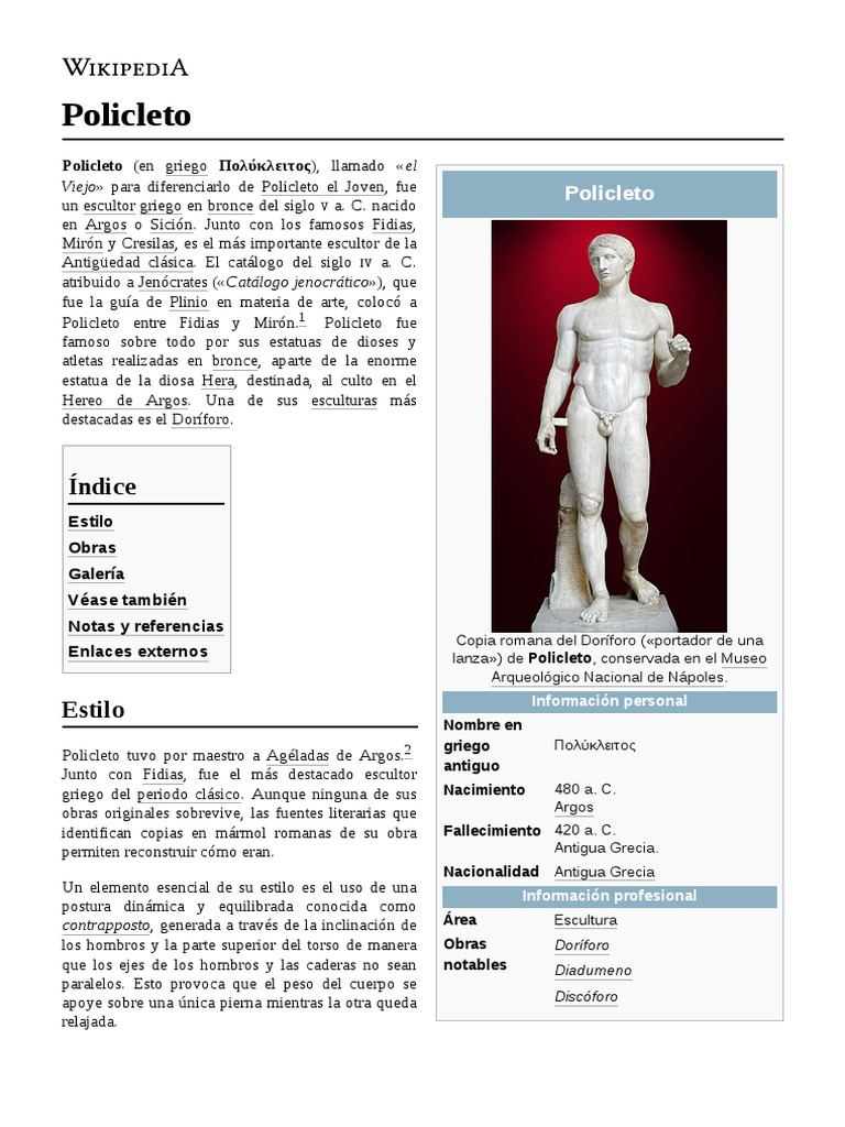 Policleto | PDF | Escultura | Antigua Grecia