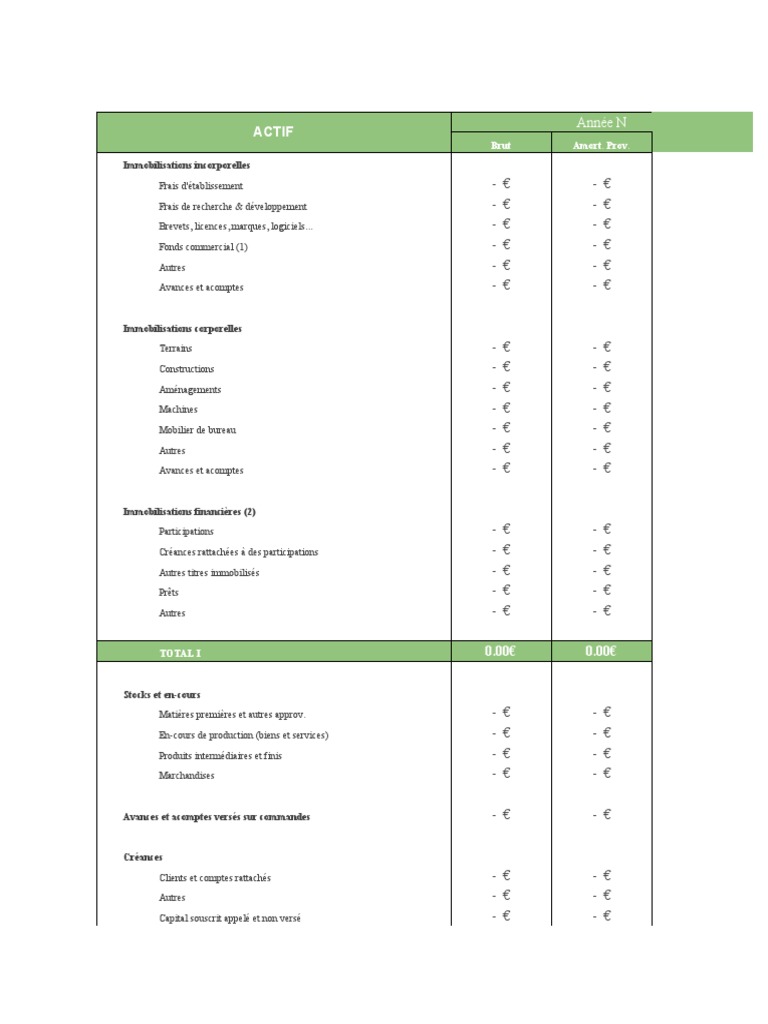 Modeles Modele Bilan Comptable Excel | PDF | Immobilisations | Prêts