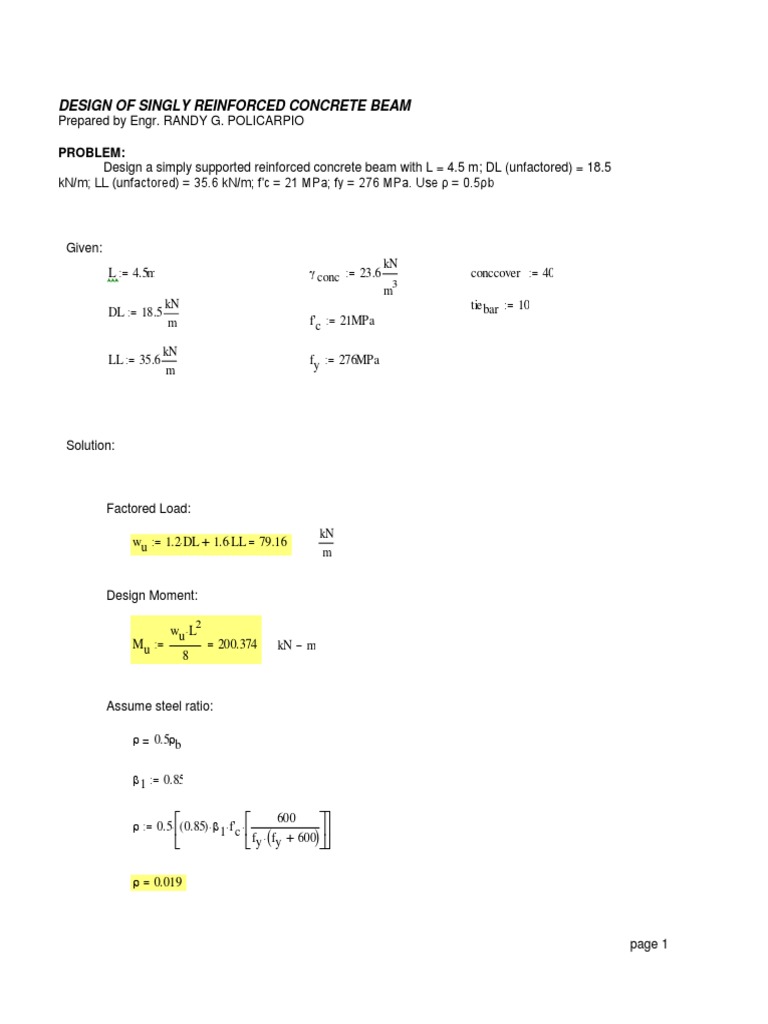 Problem1 - Solution 2 - Design of SRCB | PDF | Building Materials ...