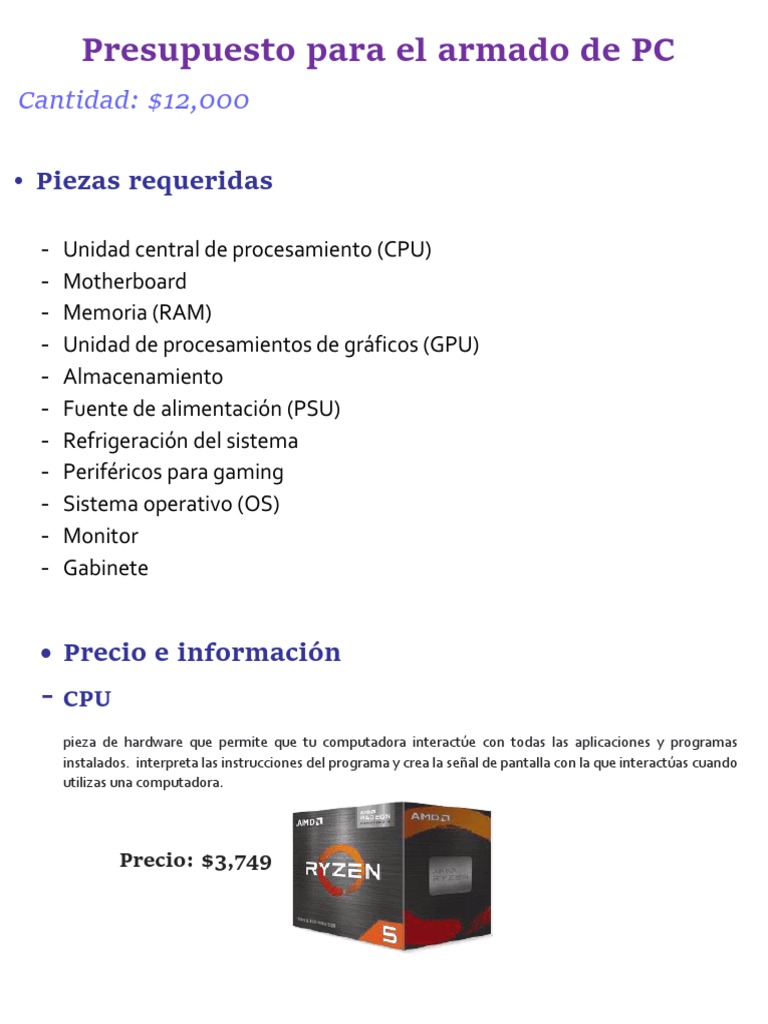 Presupuesto para El Armado de PC | PDF