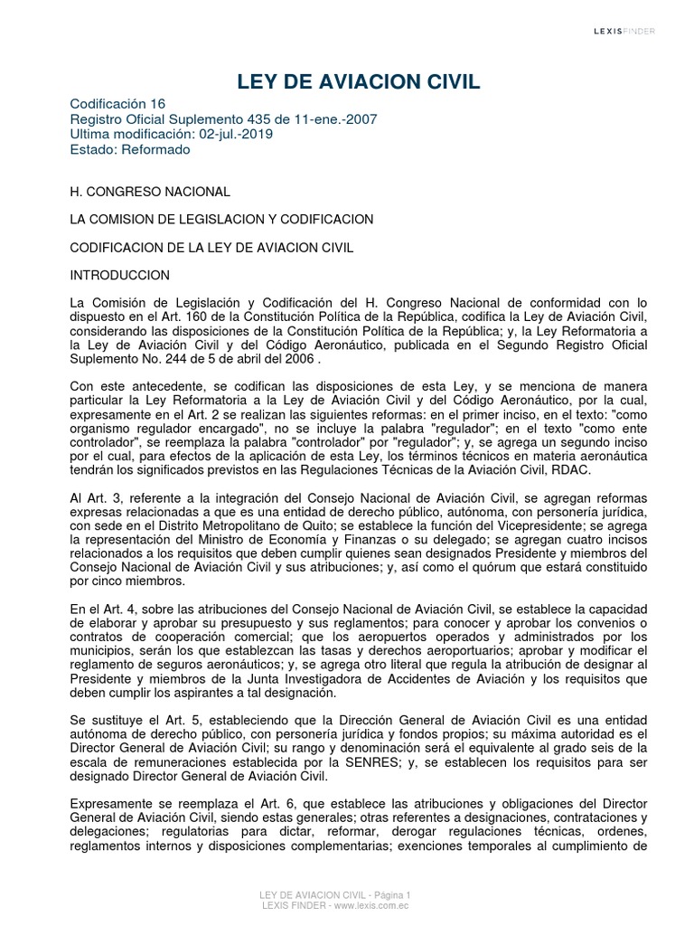 Ley de Aviación Civil | PDF | Aeropuerto | Aeronave