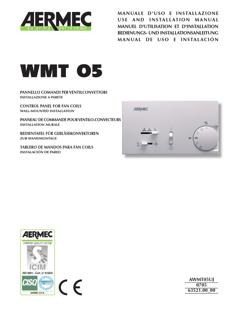 Aermec WMT05 Control Panel Manual | PDF