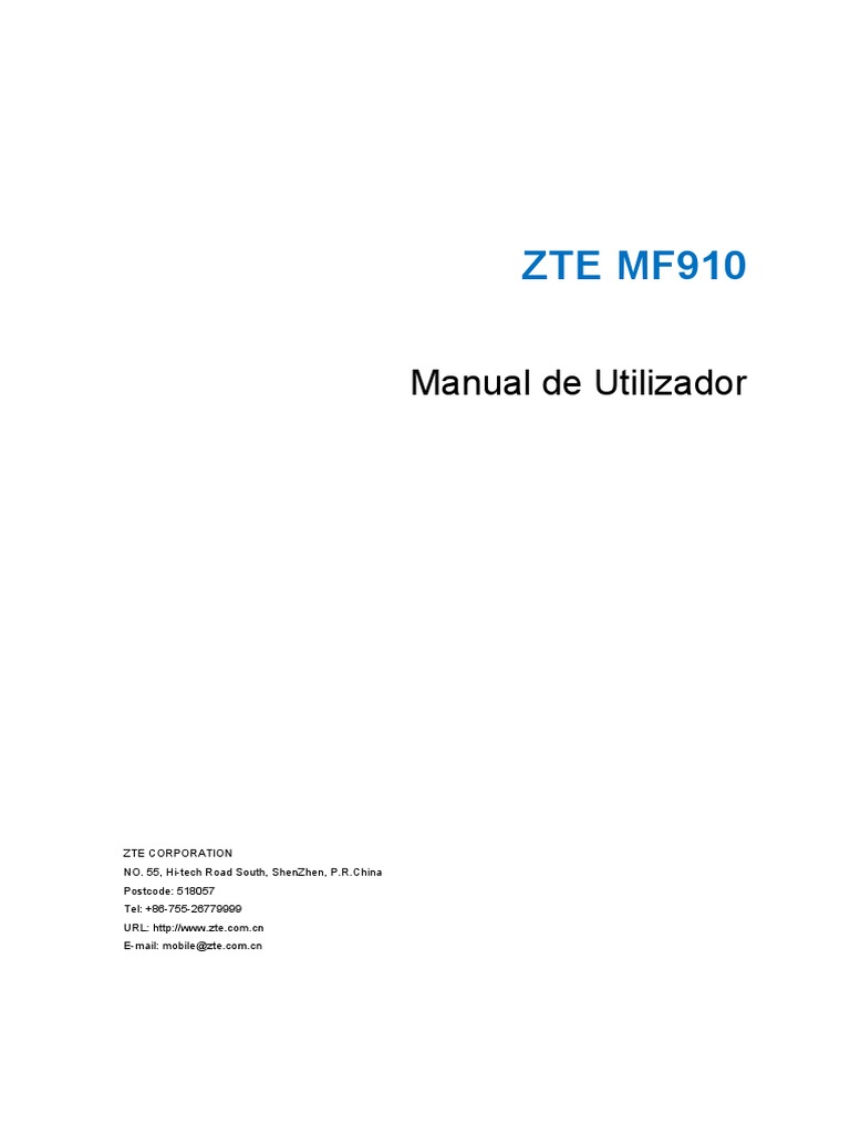 Zte Mf910 Manual | Download grátis PDF | Wi-Fi | Endereço de IP