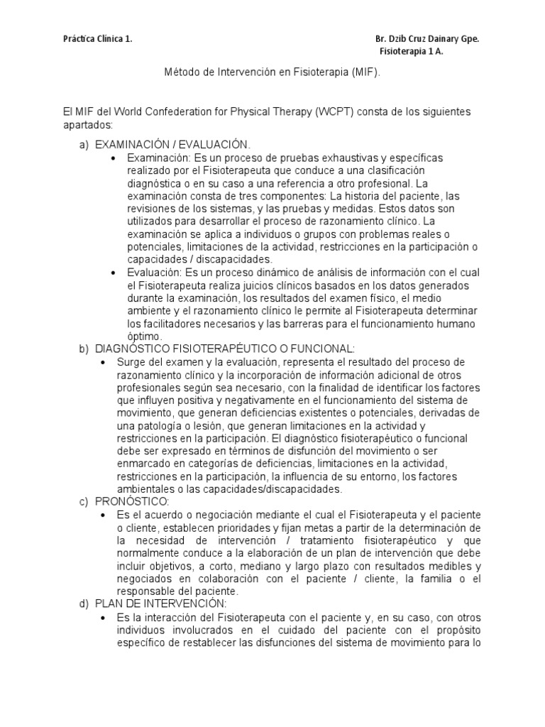 Método de Intervención en Fisioterapia | Descargar gratis PDF | Terapia física | Evaluación