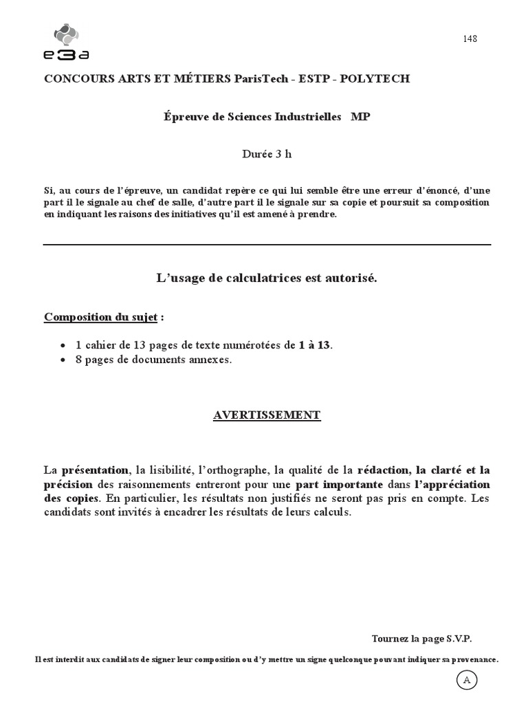 E3A MP 2017 RegulationDUnGTA Sujet | PDF
