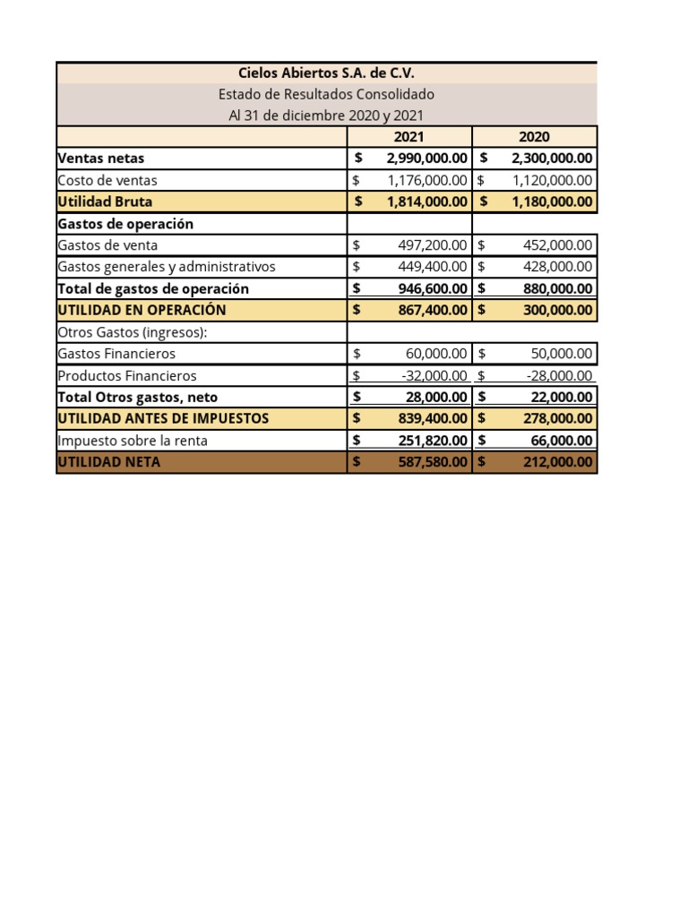 Ejercicio Cielos Abiertos SA AVyH | PDF | Servicios financieros | Economias