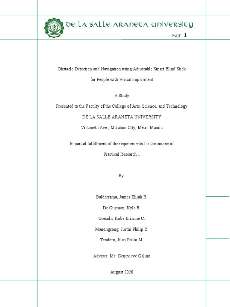 Group 6 - Chapter 1 Revised | PDF | Visual Impairment | Arduino