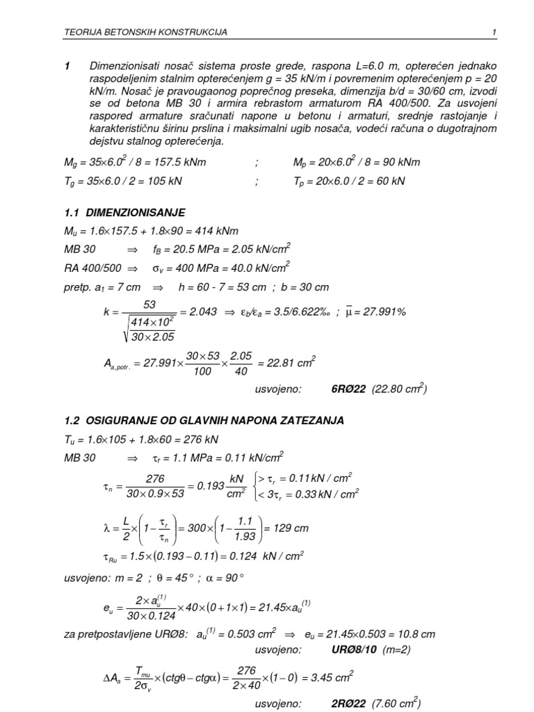 15 - Proracun Ugiba Grednog Nosaca | PDF