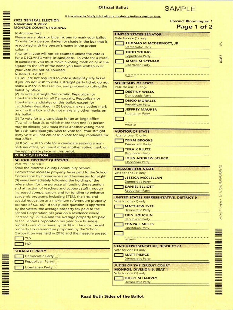 Monroe County Sample Ballot | PDF