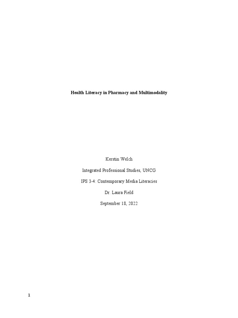 Health Literacy and Multimodality | PDF | Patient | Pharmacy
