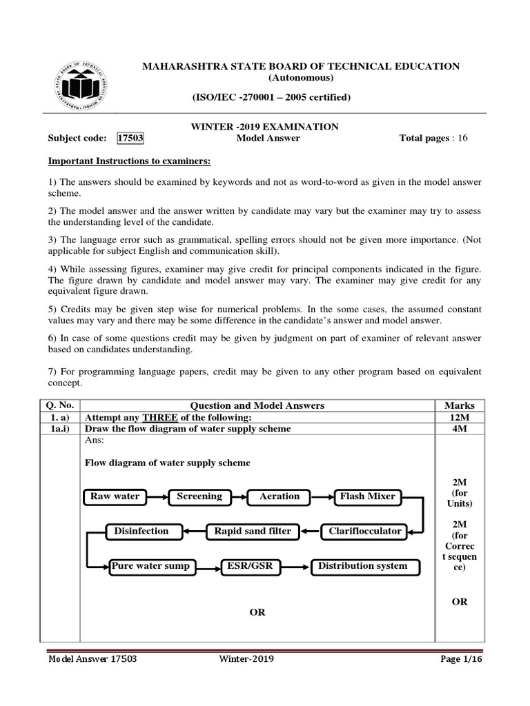 PHE 2019 Winter Model Answer Paper | Download Free PDF | Sewage ...