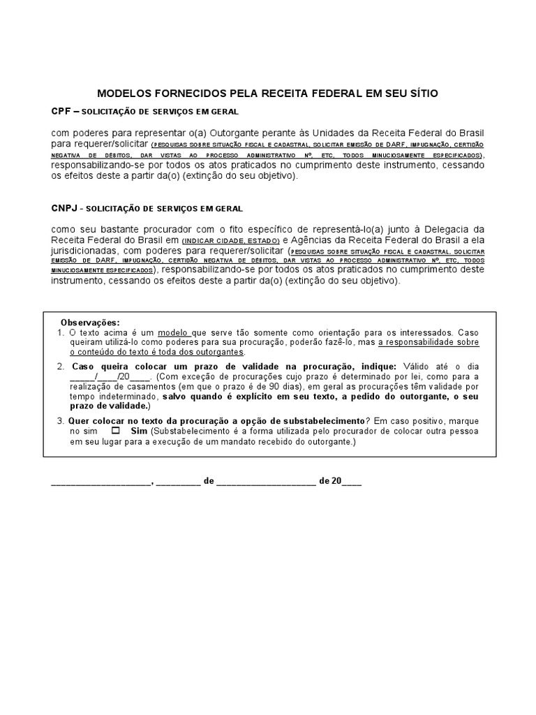 CPF - modelos da Receita Federal (1) | PDF