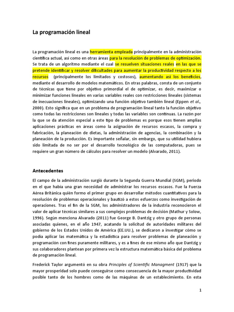 Qué Es La Programación Lineal | PDF | Programación lineal ...