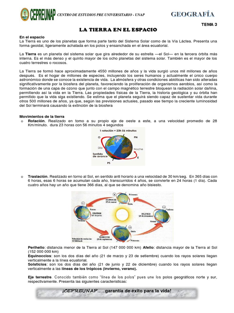 Tema 3. La Tierra en El Espacio | PDF | Tierra | Ecuador