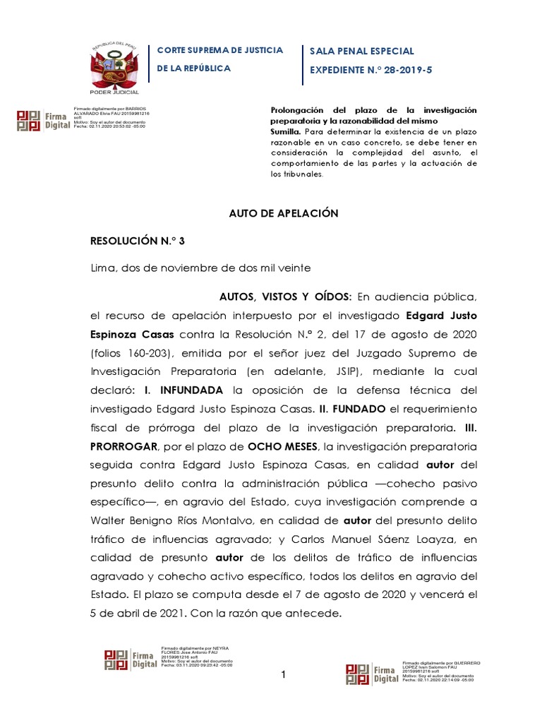 Resolución Final Sala Suprema Especial - Prorroga de La Investigacion ...