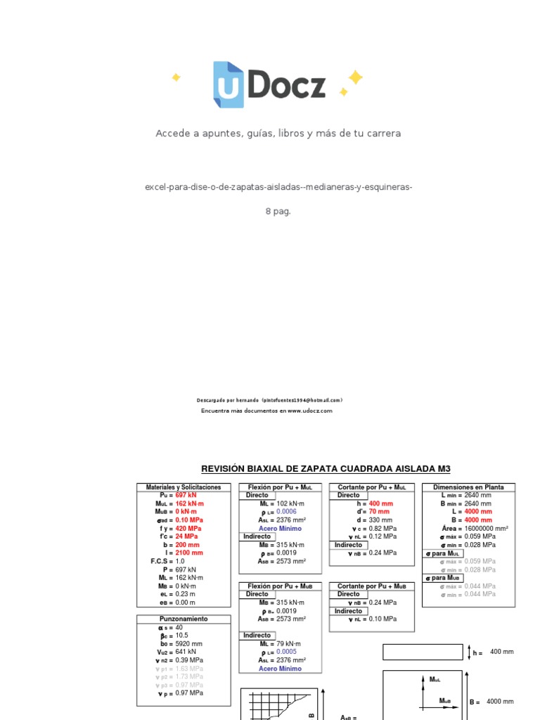 Excel para Dise o de Zapatas Aisladas Medianeras y Esquineras 17898 ...