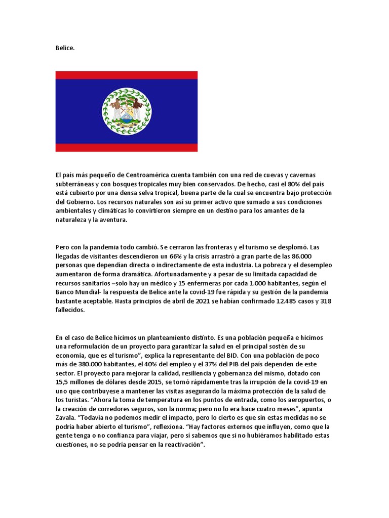 Belice: Turismo y salud post-pandemia | PDF