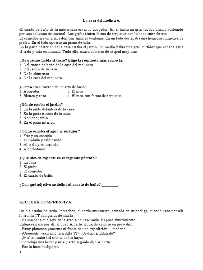 Cuadernillo Lectura Comprensiva | PDF