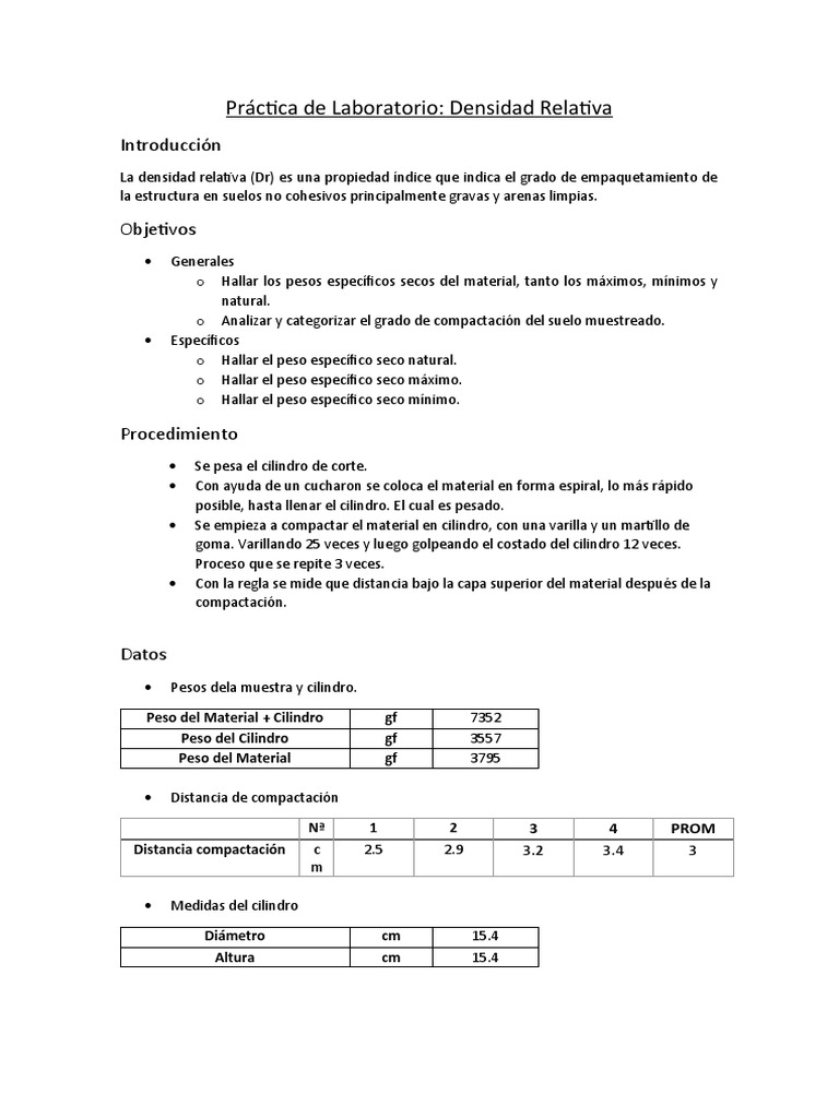 Practica 4 Densidad Relativa | PDF