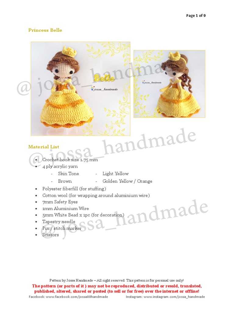 Belle Pattern Final English | PDF | Crochet | Yarn