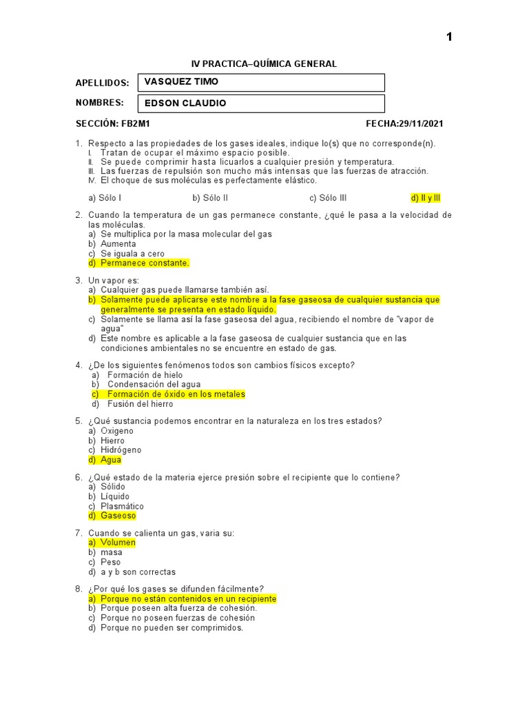 IV Practica 2021 Calificada-Qg | PDF | Concentración | Gases