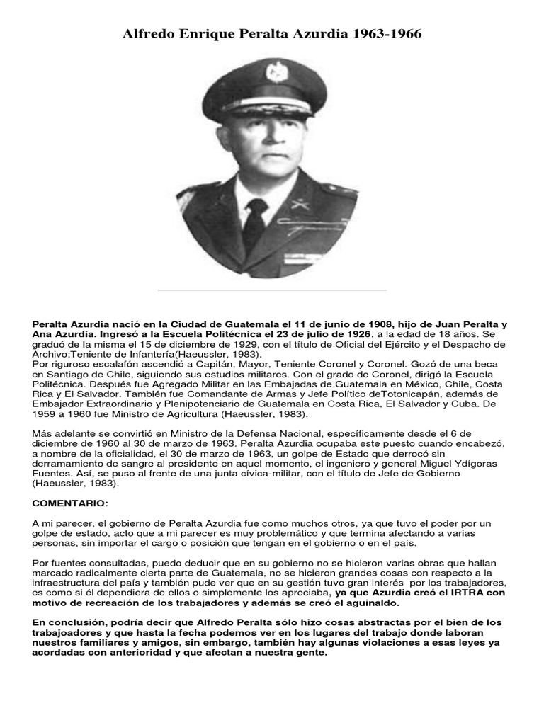 Alfredo Enrique Peralta Azurdia 1963 | PDF | Militar