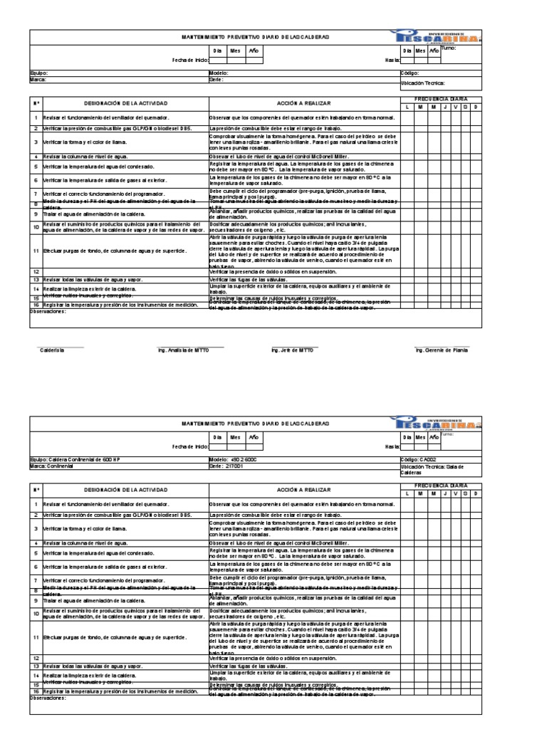 Formato Caldera | PDF | Agua | Chimenea