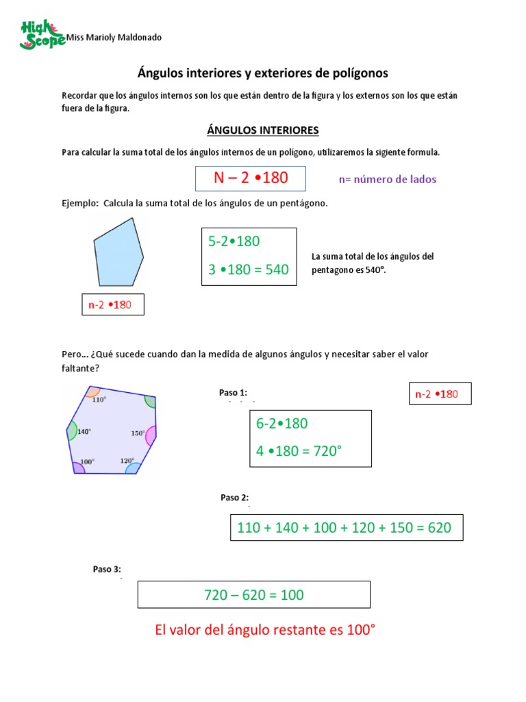 Ángulos Interiores y Exteriores de Polígonos | PDF