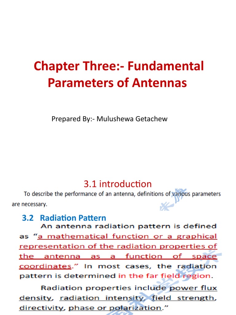 Chapter Three Parameters of Antenna | PDF | Antenna (Radio) | Motion ...