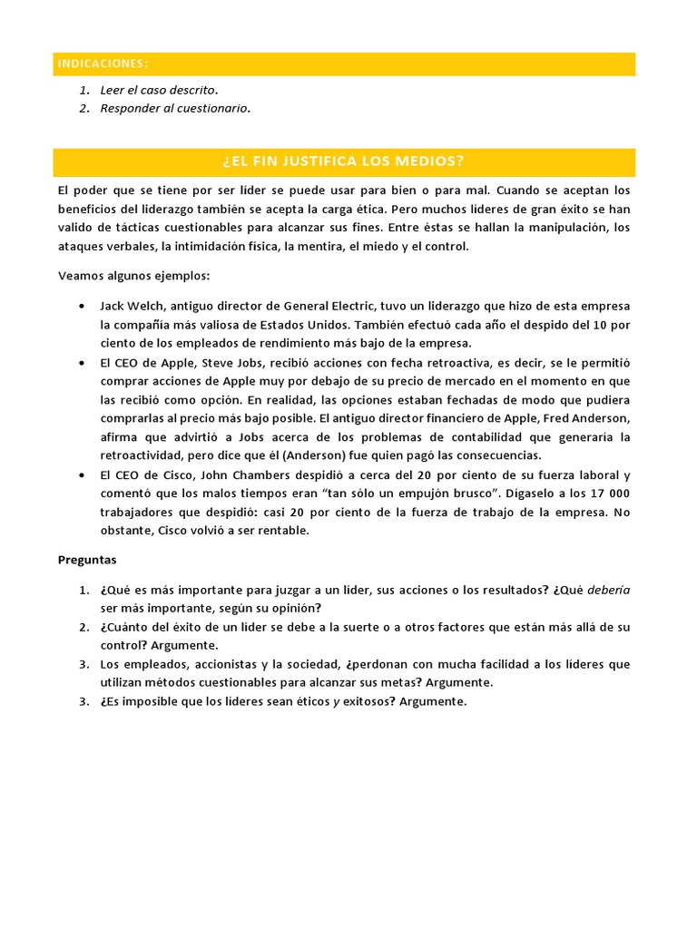 Taller S7 Caso LIDERAZGO | PDF