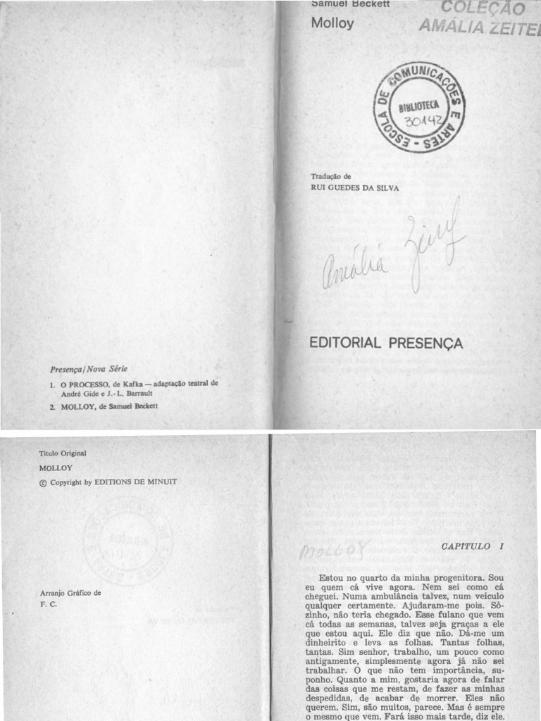 BECKETT, Samuel - Molloy | Download grátis PDF | Cães | Tempo