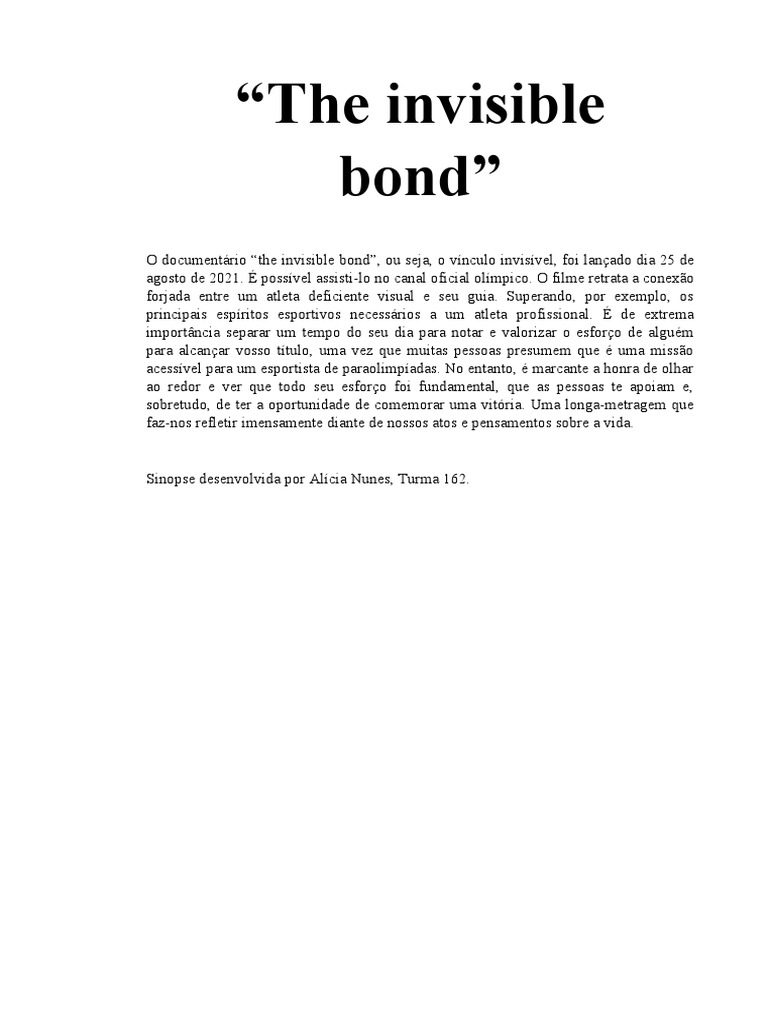 The Invisible Bond | PDF | Jogos e Atividades