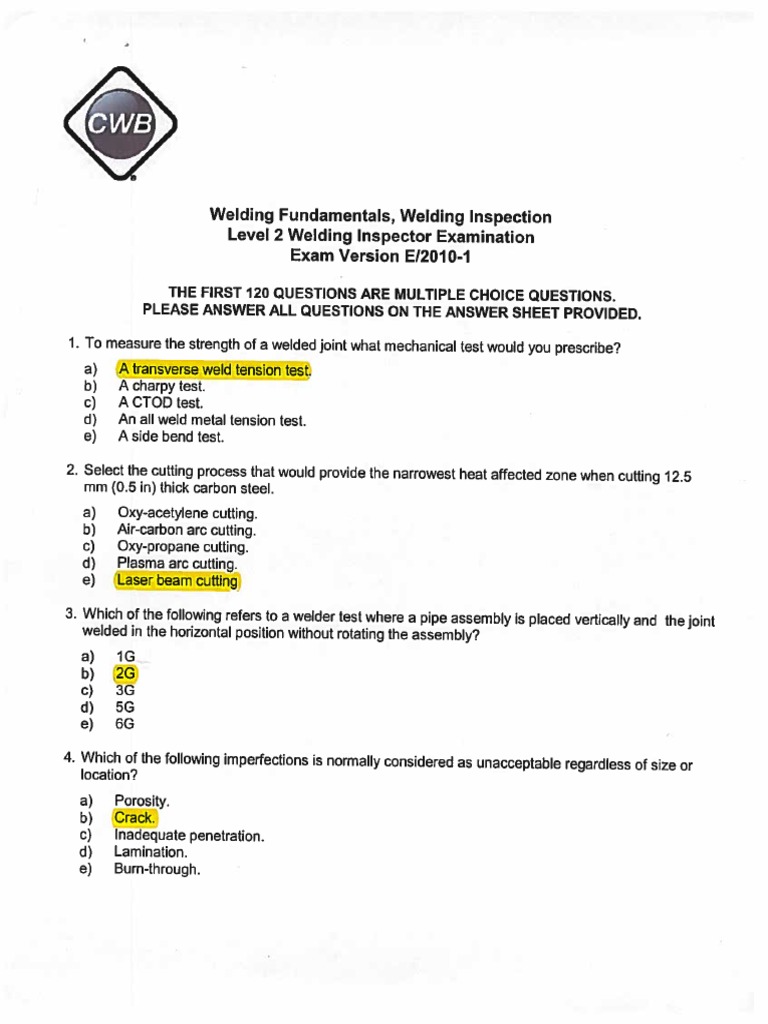CWB Level-II - E 2010 Version 1 | PDF