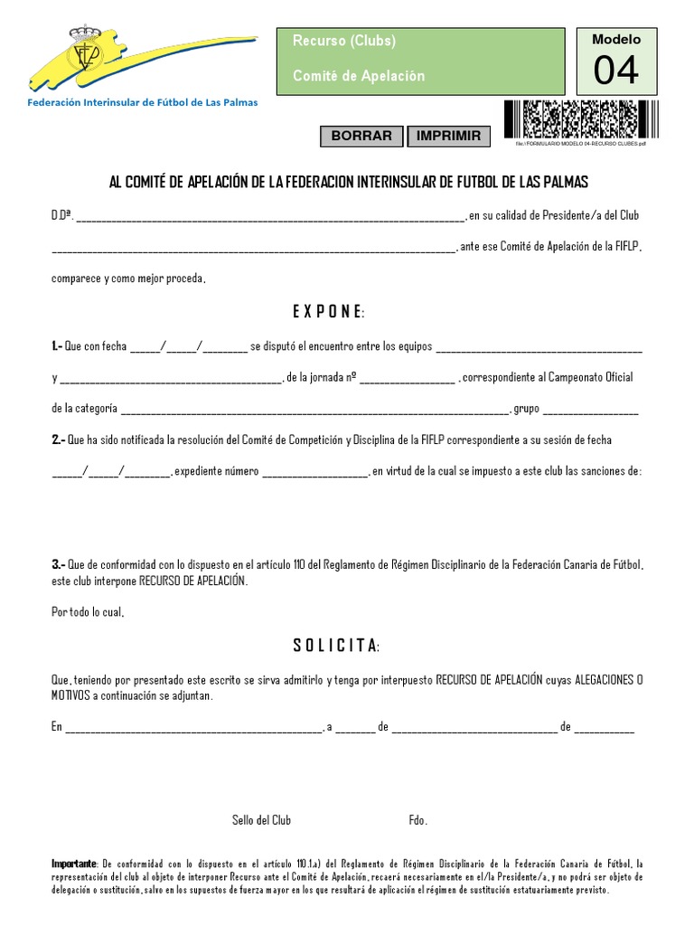 Modelo 04 Comité de Apelación Recurso Clubsoksg | PDF | Gobierno