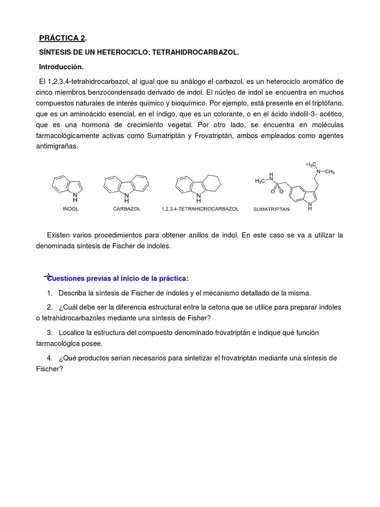 Síntesis De 1 2 3 4 Tetrahidrocarbazol Pdf Compuestos Orgánicos