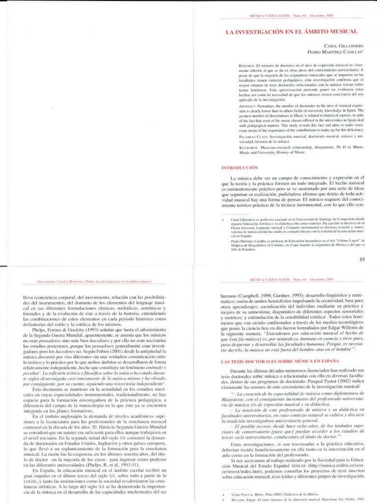La Investigacion en El Ambito Musical | PDF