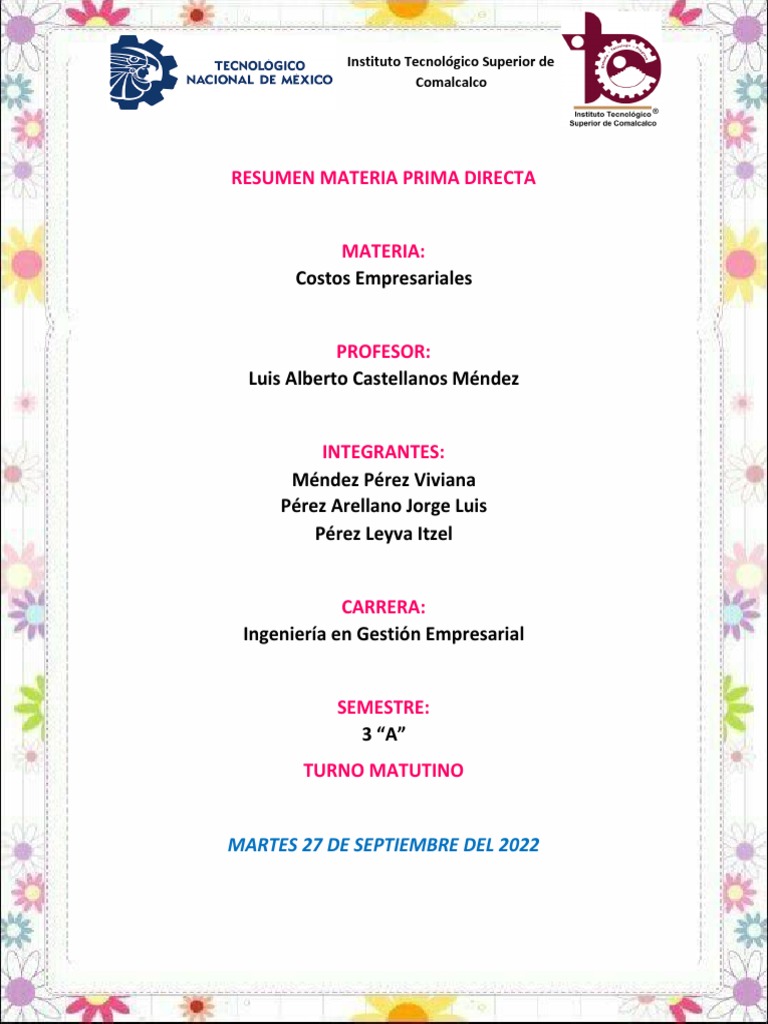 Resumen Materia Prima Directa | PDF | Contabilidad | Inventario