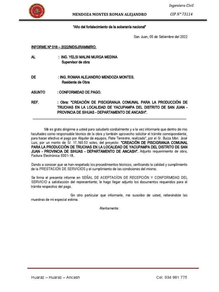 Informe Conf. Materiales | PDF | Software de negocios | Pagos