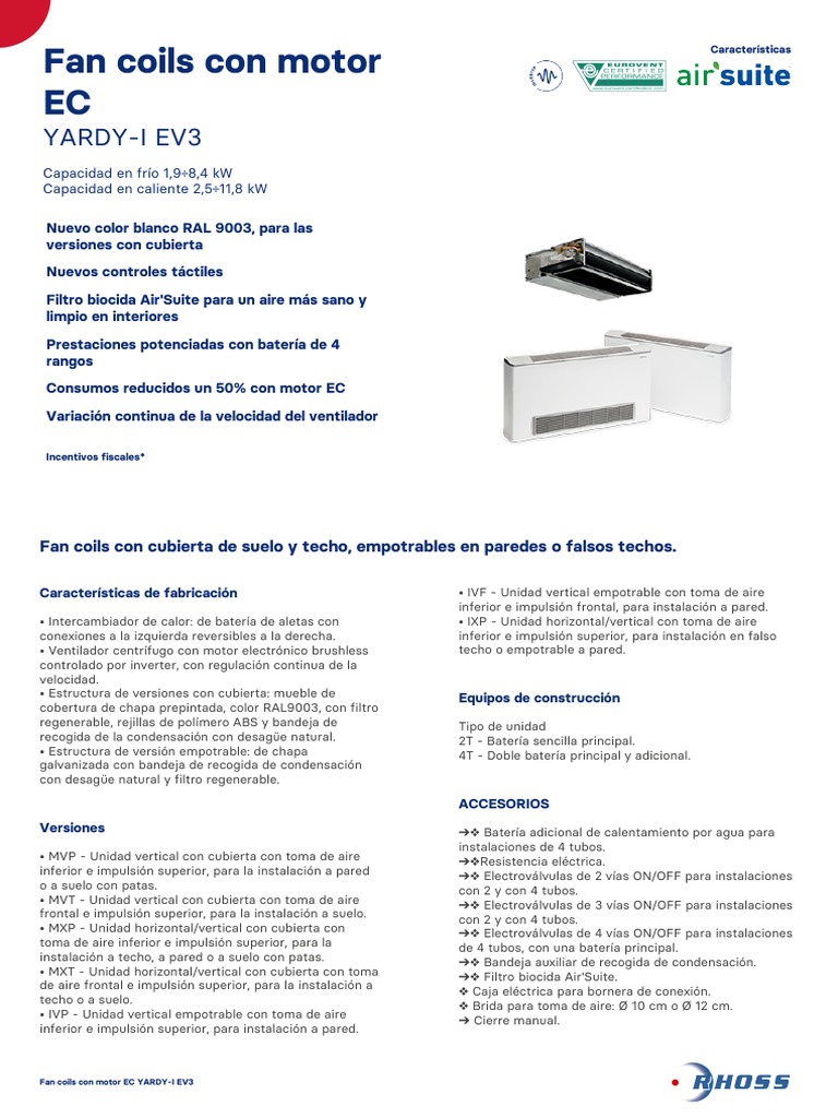 A - Fan Coils Con Motor EC YARDY-I EV3 | PDF | Decibel | Cantidades fisicas