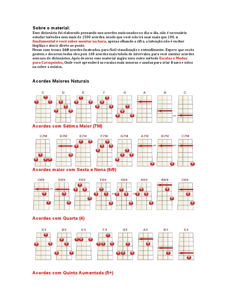 Dicionário de Acordes para Cavaquinho | PDF | Artes Linguísticas e ...