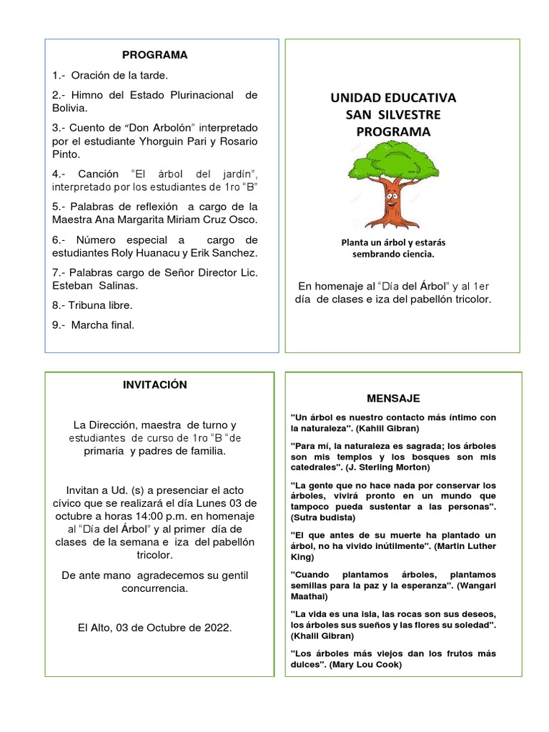 Programa Dia Del Árbol | PDF