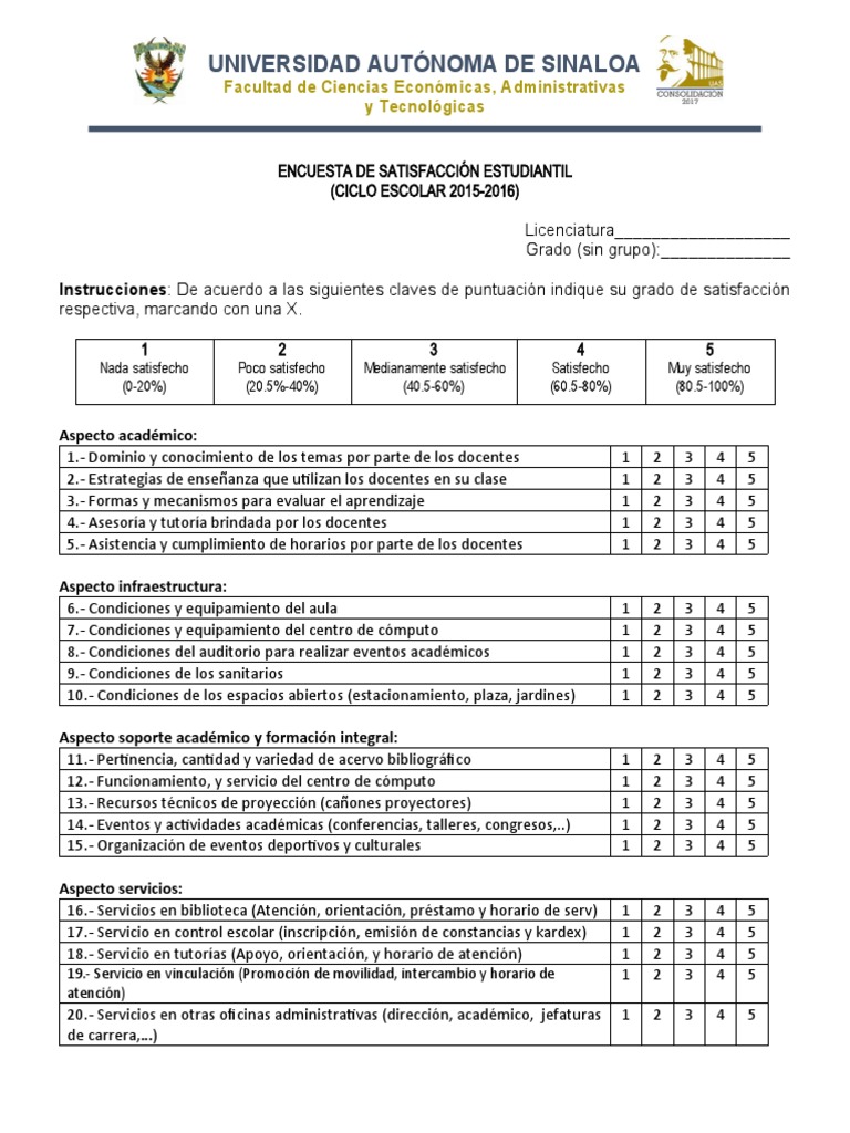 Encuesta de Satisfacción Estudiantil UAS | PDF | Tecnología