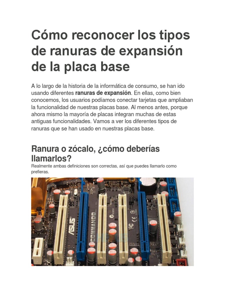 Tipos de Ranuras de Expansión en Placas Base | PDF | Equipo de oficina ...